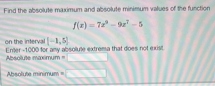 Solved Find the absolute maximum and absolute minimum values | Chegg.com