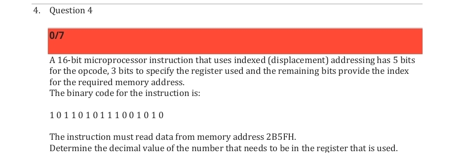 Solved Question 407A 16-bit microprocessor instruction that | Chegg.com
