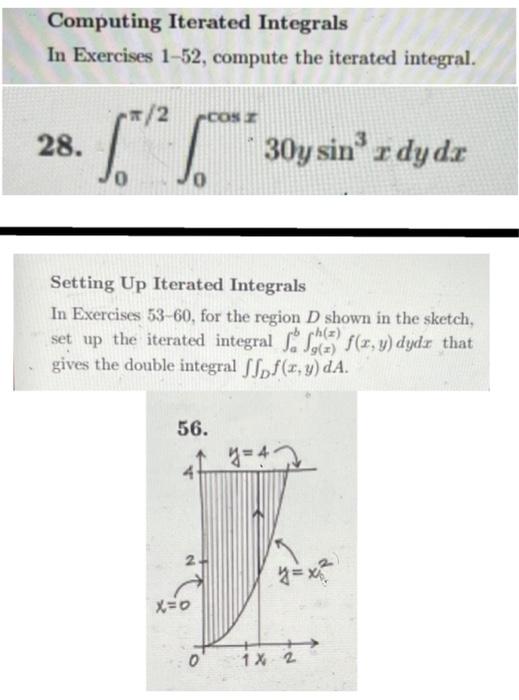 Solved Computing Iterated Integrals In Exercises 1-52, | Chegg.com
