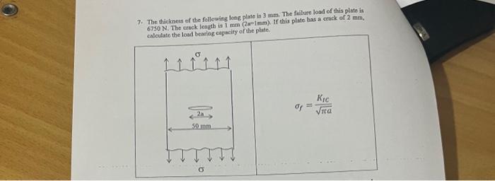 Solved 7. The daickness of the following lang plate is 3 mm. | Chegg.com