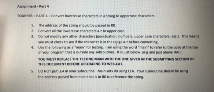 Solved Assignment - Part 4 3. TOUPPER - PART 4 - Convert | Chegg.com
