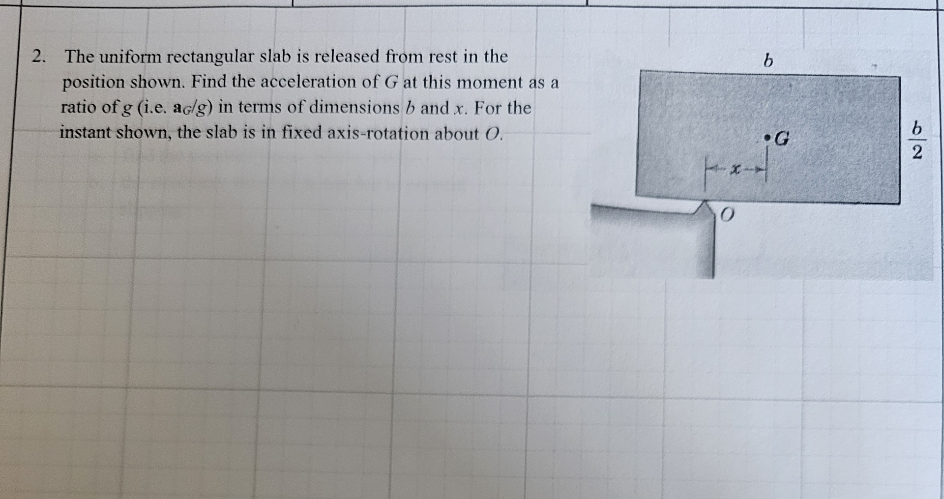 Solved The uniform rectangular slab is released from rest in | Chegg.com