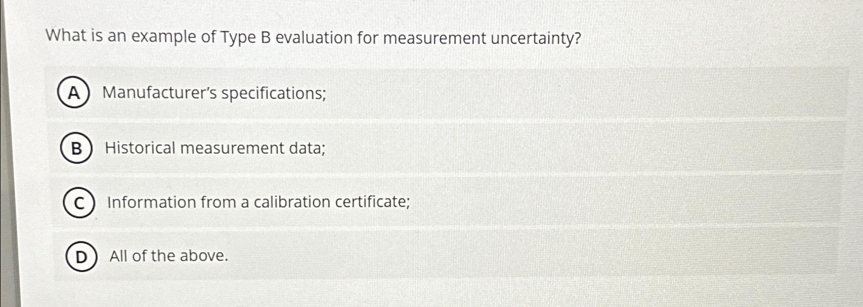 Solved What is an example of Type B evaluation for | Chegg.com