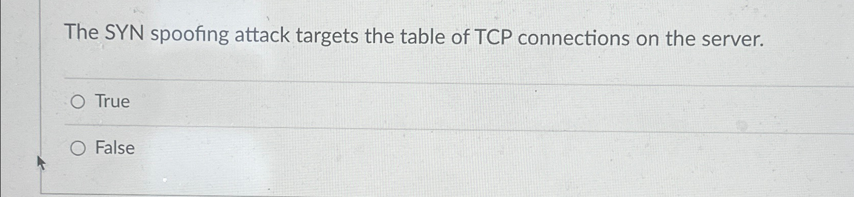 Solved The Syn Spoofing Attack Targets The Table Of Tcp 