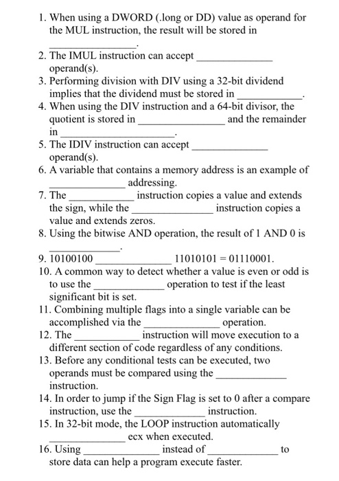 Solved 1. When using a DWORD (.long or DD) value as operand | Chegg.com