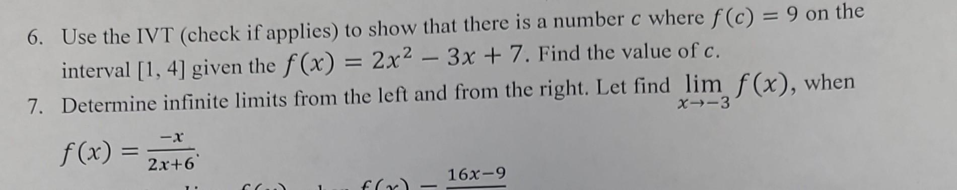 Solved 6. Use the IVT (check if applies) to show that there | Chegg.com