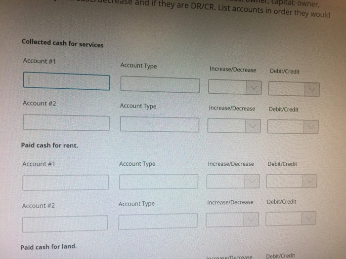 Solved case and if they are DR/CR. List accounts in order | Chegg.com