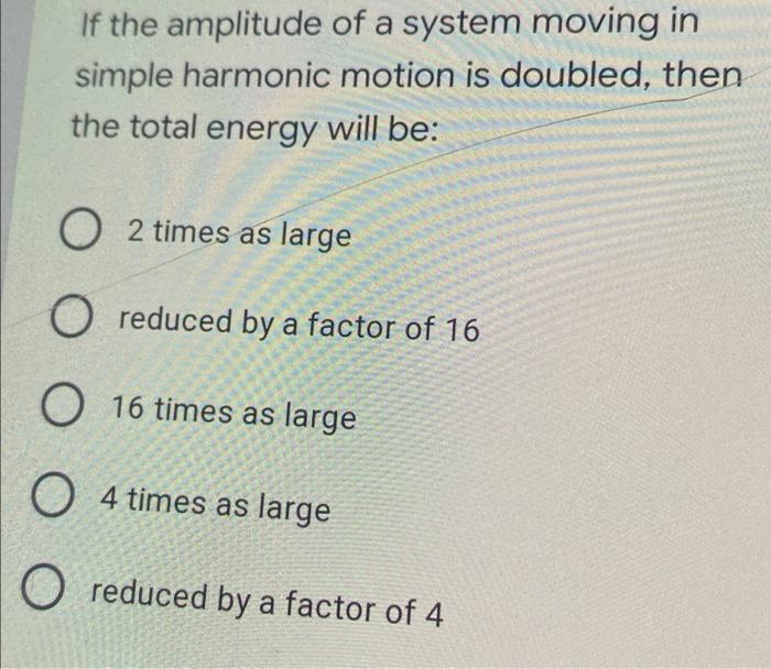 Solved If the amplitude of a system moving in simple | Chegg.com