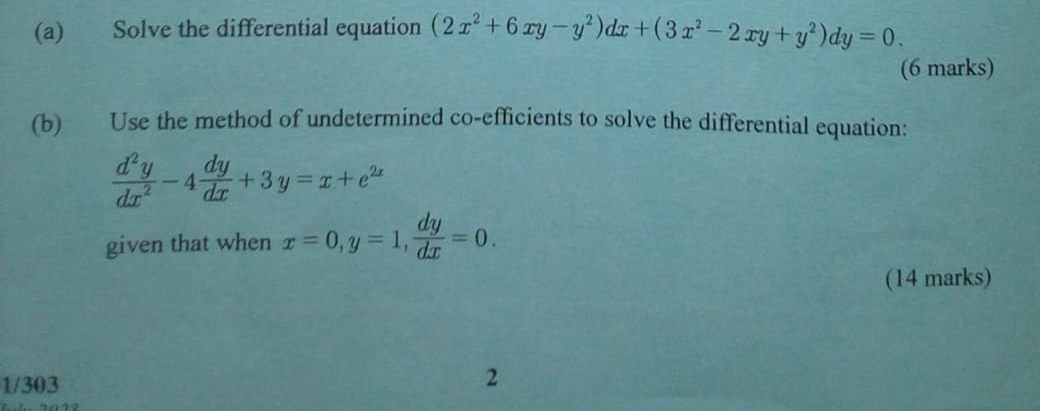 Solved (a) ﻿Solve the differential equation | Chegg.com