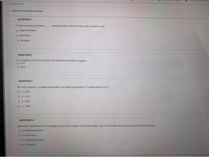 Solved Show Timer Question Completion Status: QUESTION 1 | Chegg.com