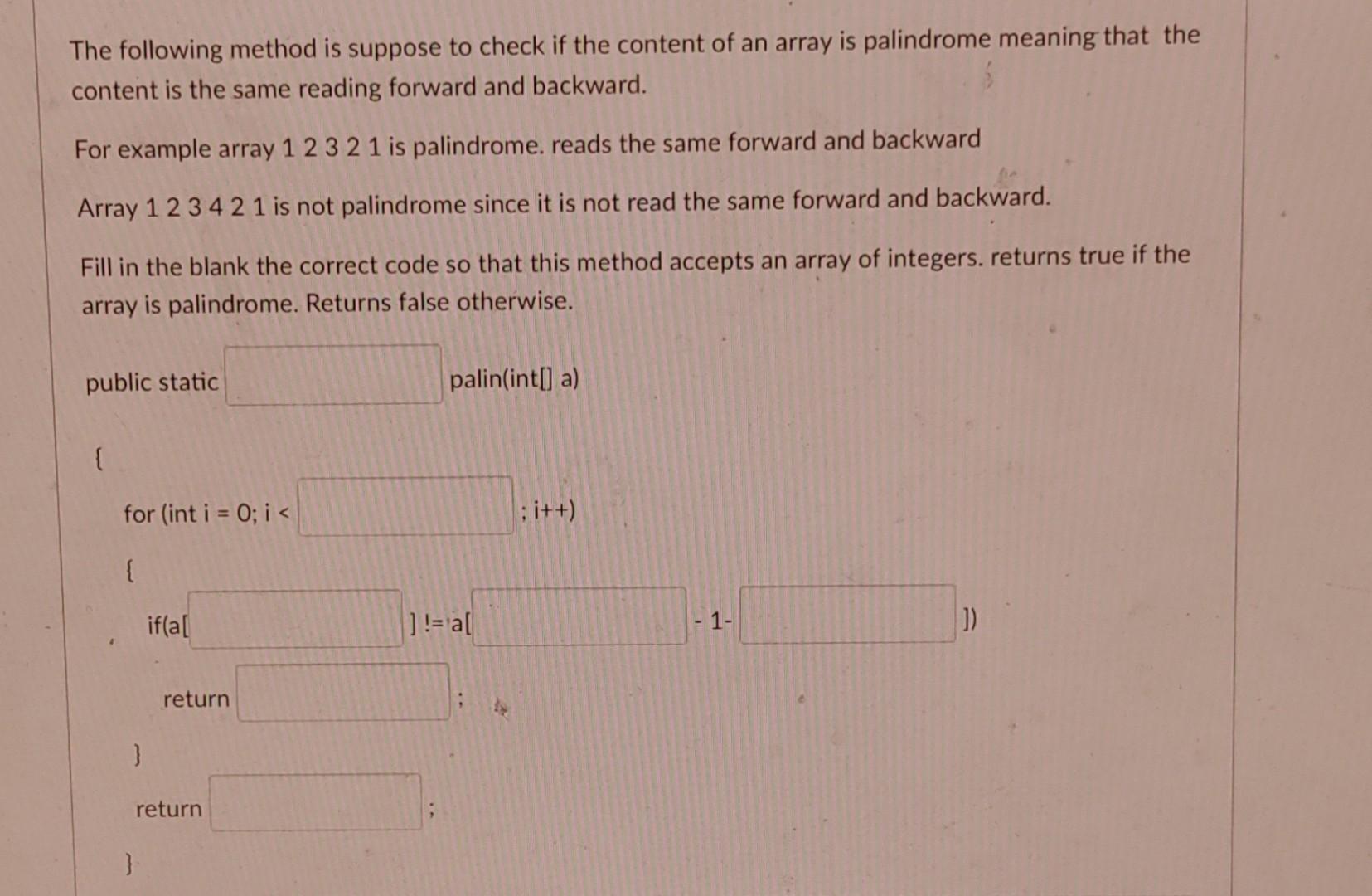 Solved The following method is suppose to check if the | Chegg.com