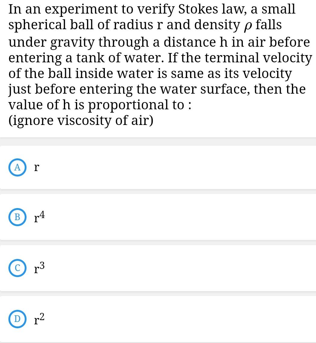 Solved In an experiment to verify Stokes law, a small | Chegg.com