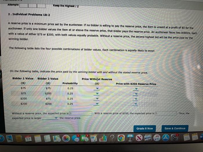 Solved Attempts Keep the Highest / 2 2. Individual Problems | Chegg.com