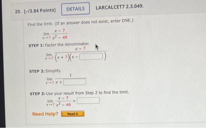 Solved Find the limit. (If an answer does not exist, enter | Chegg.com