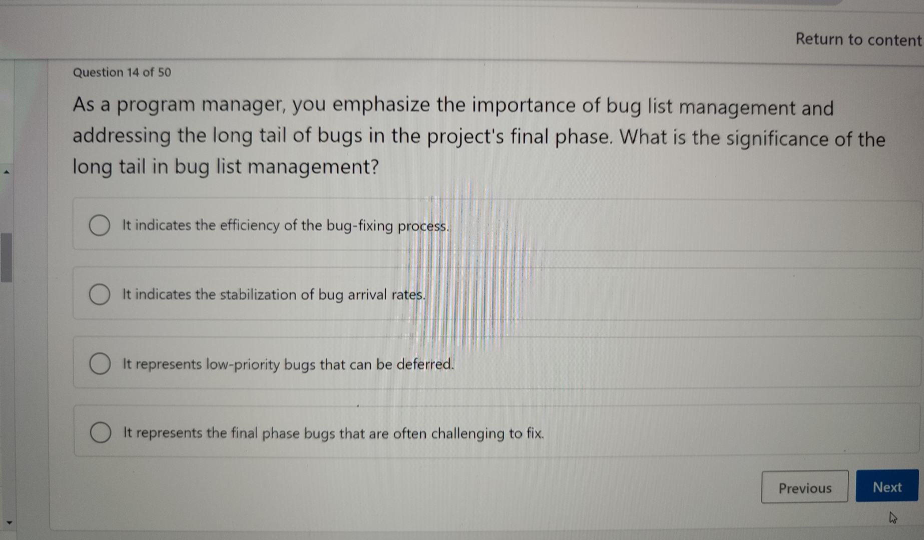 Solved Return to contentQuestion 14 ﻿of 50As a program | Chegg.com