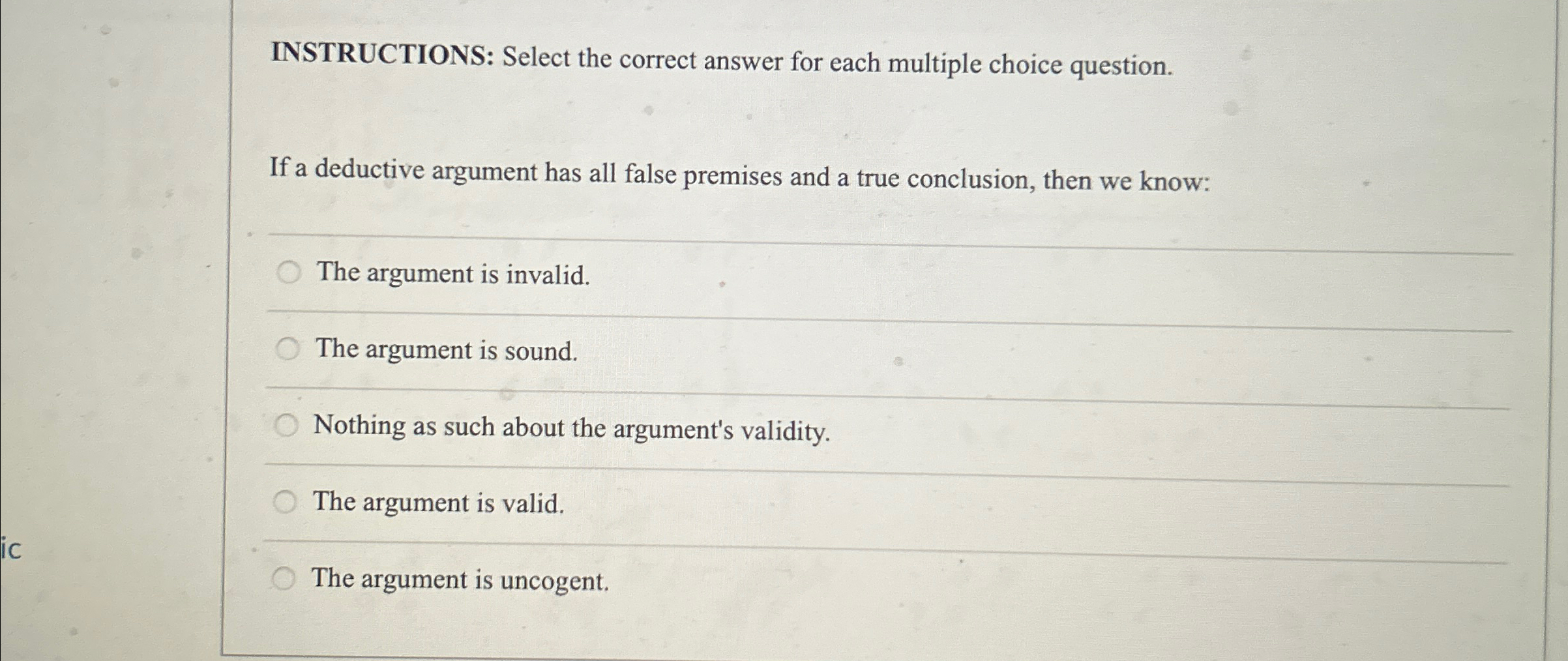Solved INSTRUCTIONS: Select the correct answer for each | Chegg.com