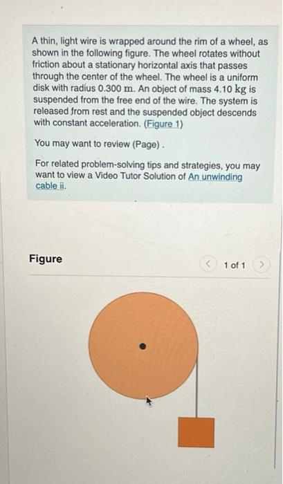 Solved A thin, light wire is wrapped around the rim of a | Chegg.com