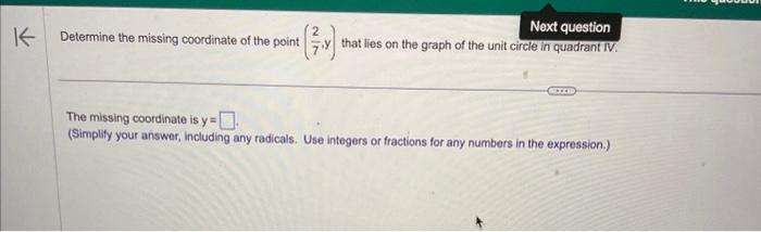 Solved Determine the missing coordinate of the point (72,y) | Chegg.com