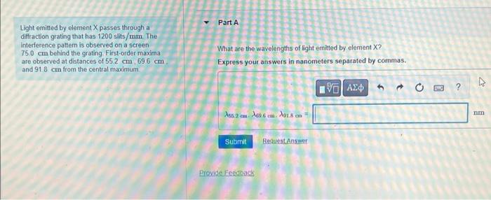 Solved Light emitted by element X passes through a Part A | Chegg.com