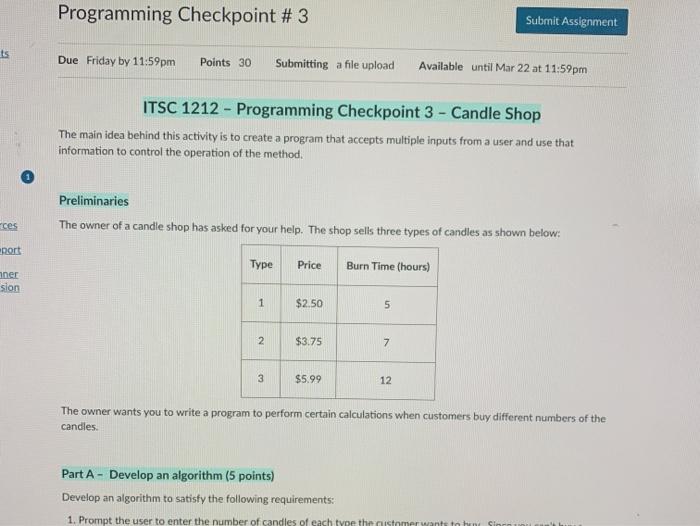 Solved Programming Checkpoint #3 Submit Assignment ts Due | Chegg.com