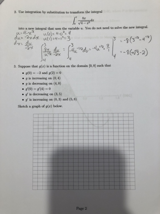 Solved 2. Use integration by substitution to transform the | Chegg.com