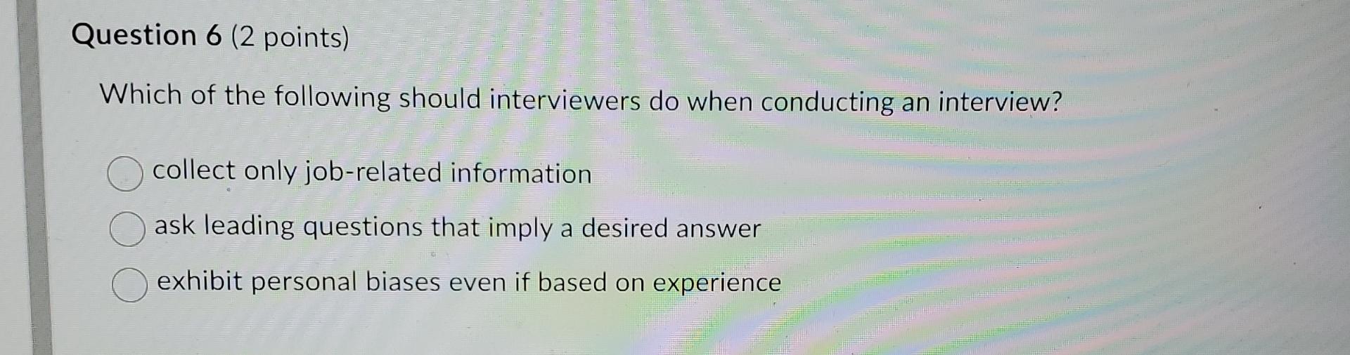 Solved Question 6 (2 ﻿points)Which of the following should | Chegg.com