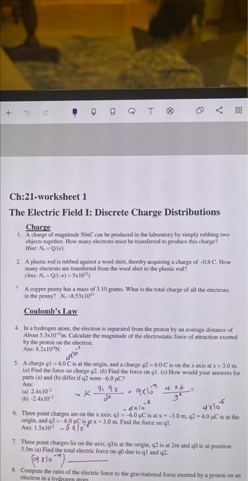 Solved The Electric Field I: Discrete Charge Distributions | Chegg.com