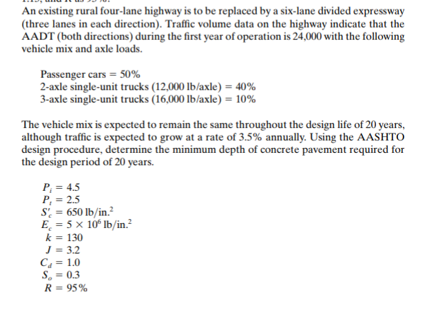 Solved An existing rural four-lane highway is to be replaced | Chegg.com