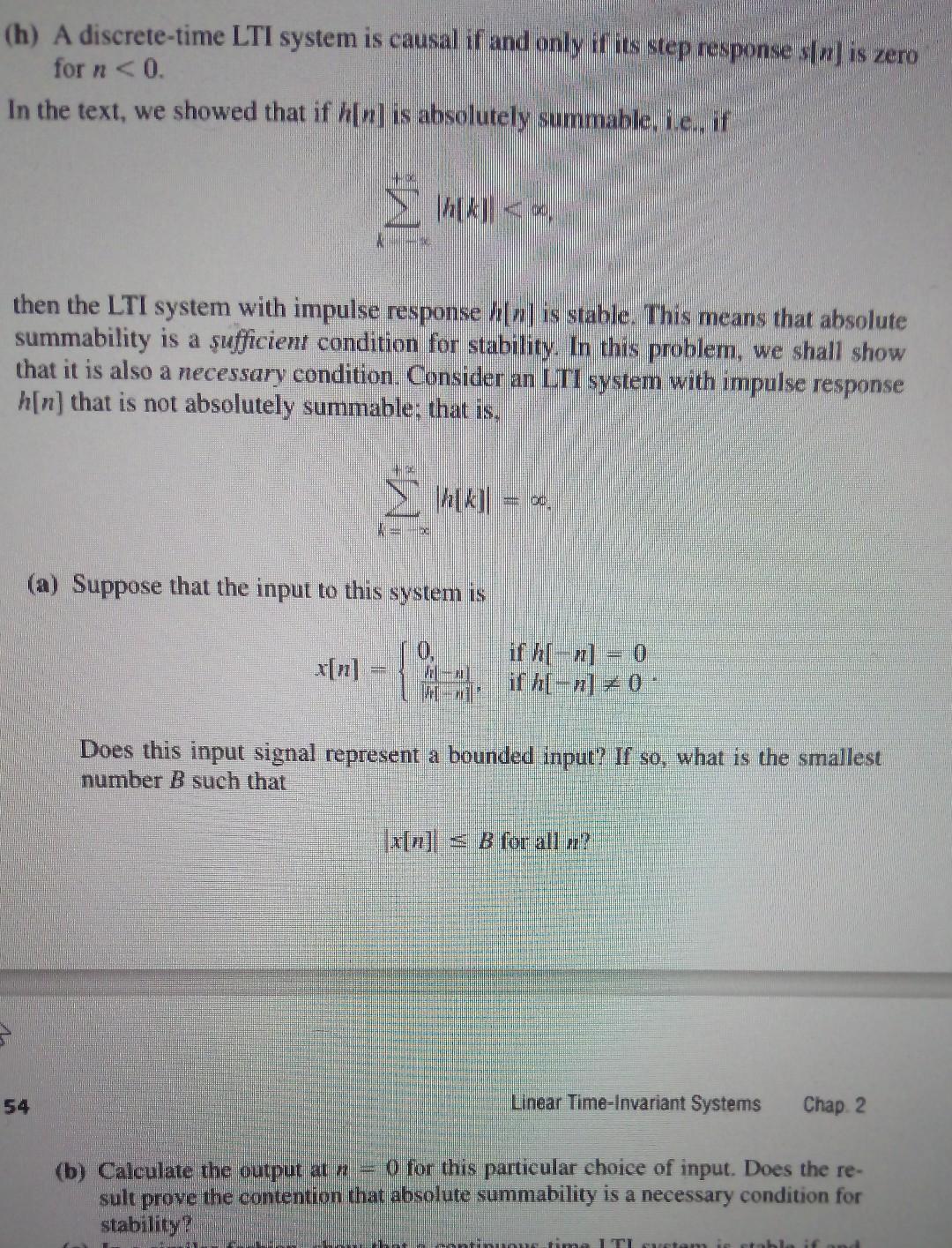 Solved (h) A discrete-time LTI system is causal if and only | Chegg.com