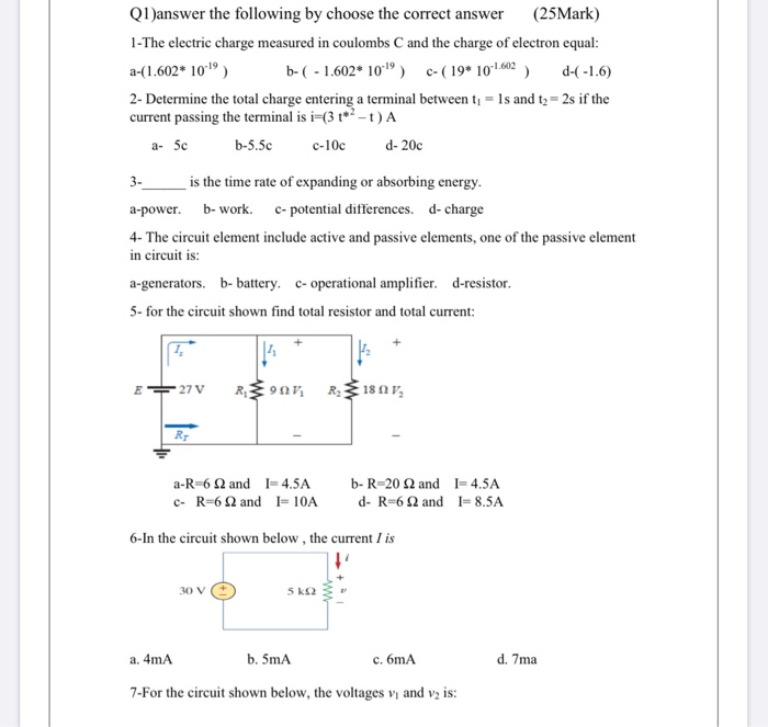 Solved Q1 )answer the following by choose the correct answer | Chegg.com