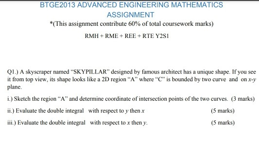 Solved BTGE2013 ADVANCED ENGINEERING MATHEMATICS ASSIGNMENT | Chegg.com