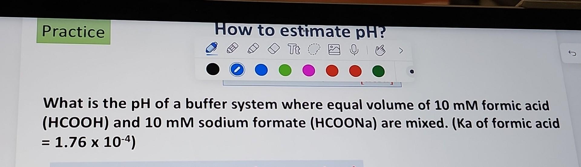 Solved What is the pH of a buffer system where equal volume | Chegg.com
