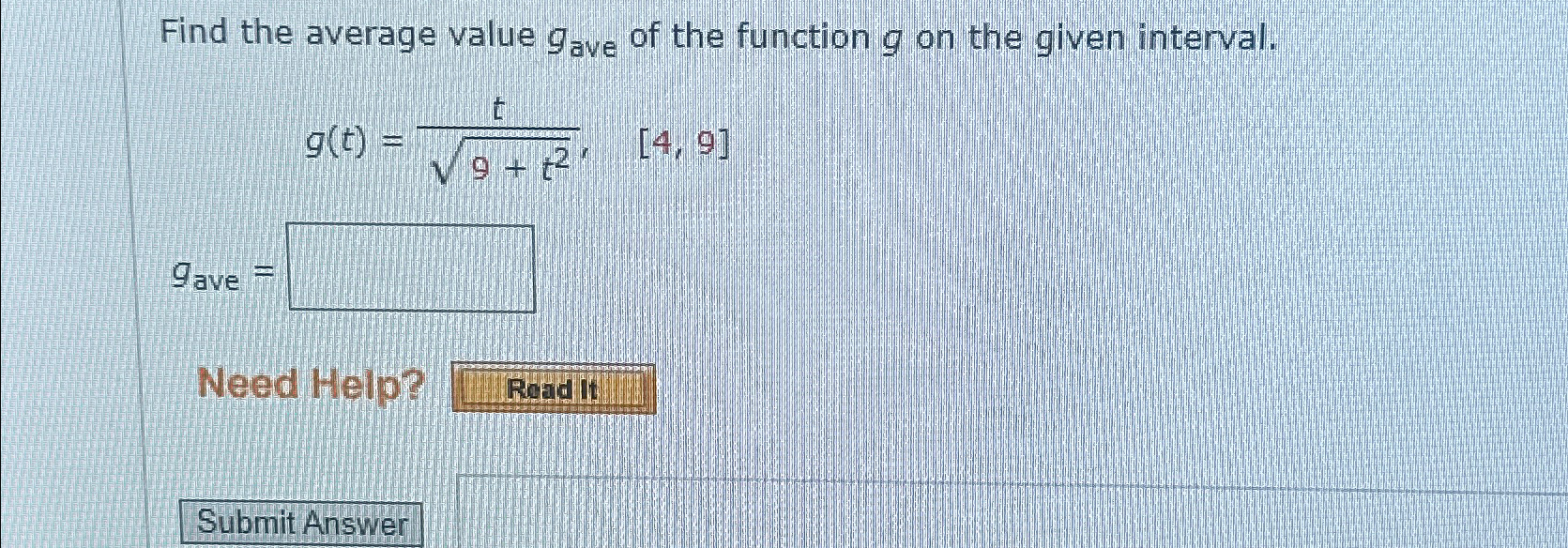Solved Find the average value gave ﻿of the function g ﻿on | Chegg.com