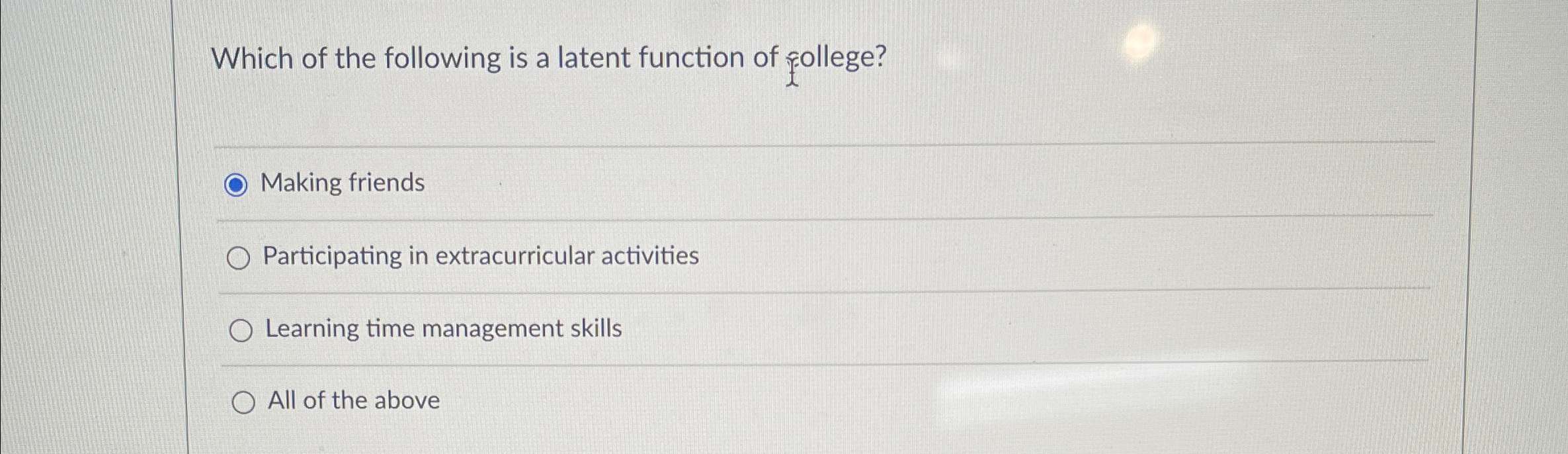 Solved Which of the following is a latent function of | Chegg.com