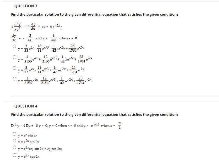 Solved Find the particular solution to the given | Chegg.com