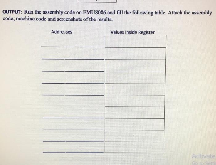 Solved Instructions: Use Emulator EMU8086 to run the | Chegg.com