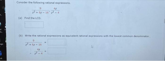 Solved Consider the following rational expressions. 2 3b b2 | Chegg.com
