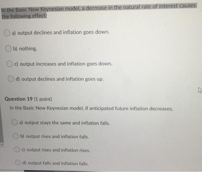 Solved In The Basic New Keynesian Model A Decrease In The Chegg