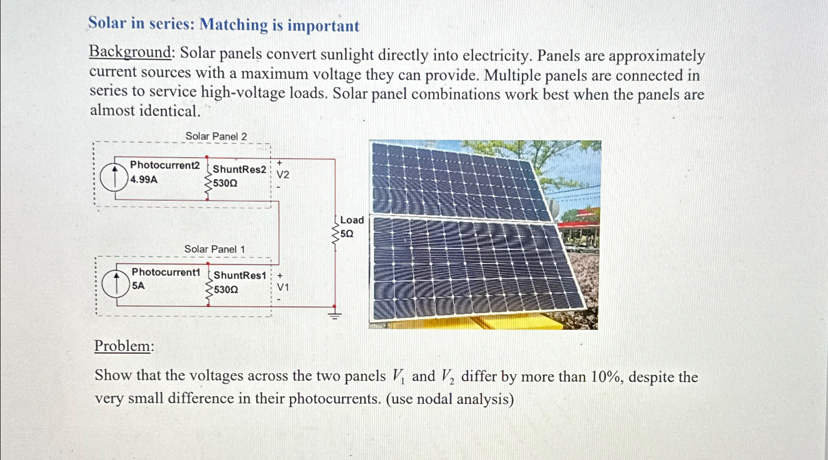 Solved Solar in series: Matching is importantBackground: | Chegg.com