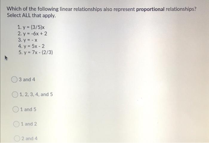 Solved Which of the following linear relationships also | Chegg.com