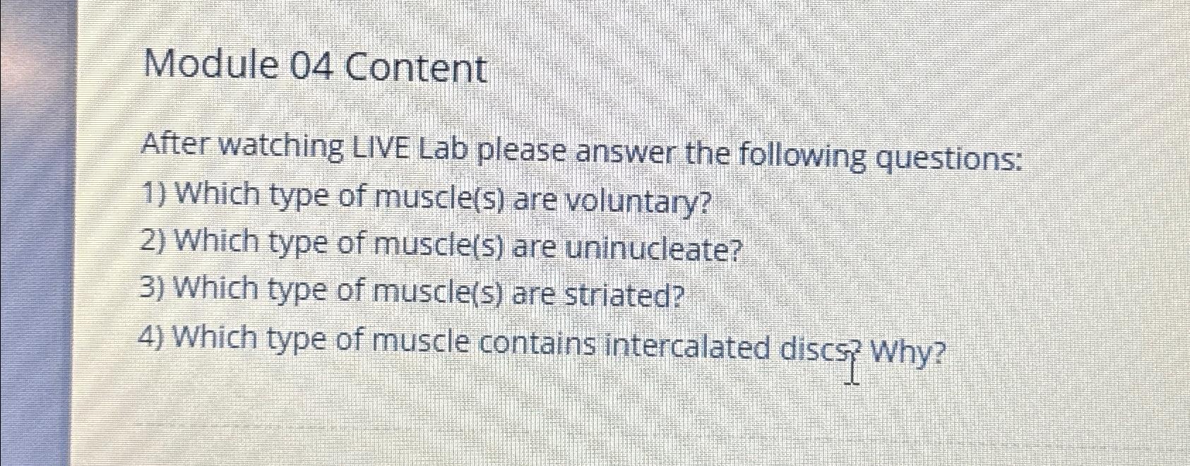 Solved Module 04 ﻿ContentAfter watching LIVE Lab please | Chegg.com