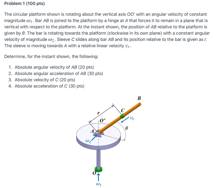Solved Problem 1 (100 pts) The circular platform shown is | Chegg.com
