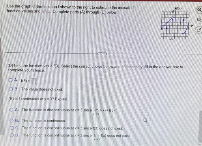 Solved Use the graph of the function f shown to the right to | Chegg.com
