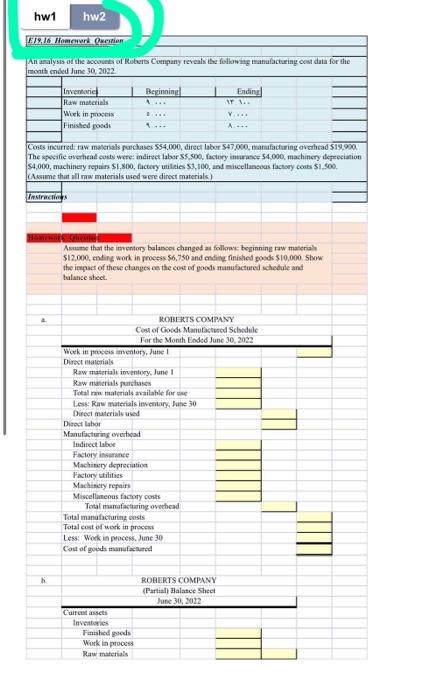 Solved hw1 hw2 E19.16 Homer Orion An analysis of the | Chegg.com