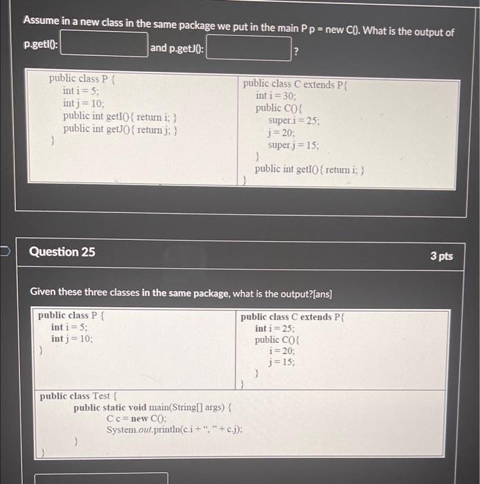 Solved Assume in a new class in the same package we put in | Chegg.com