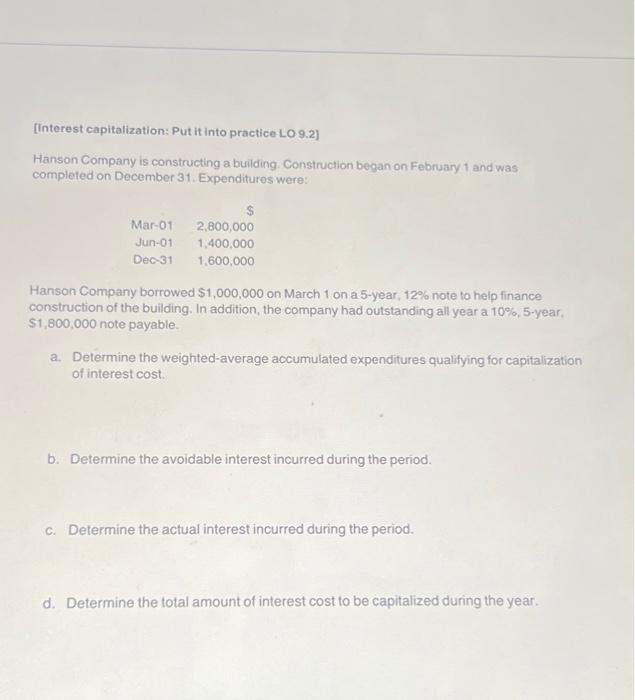Solved [Interest capitalization: Put it into practice LO | Chegg.com