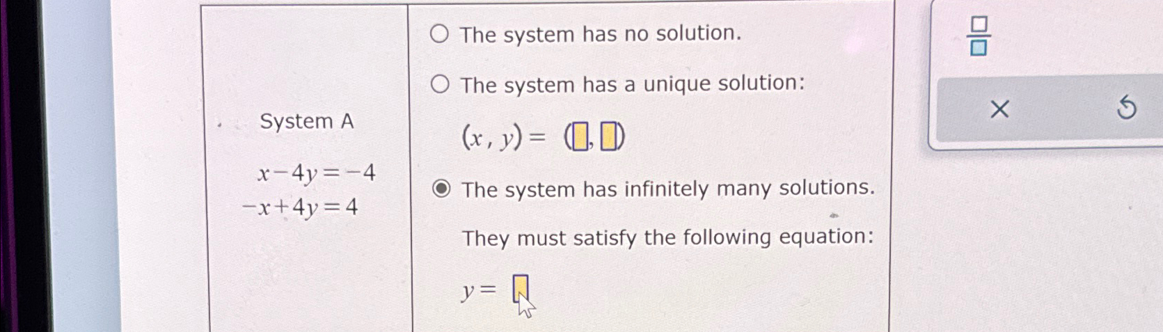 Solved The system has no solution.The system has a unique | Chegg.com
