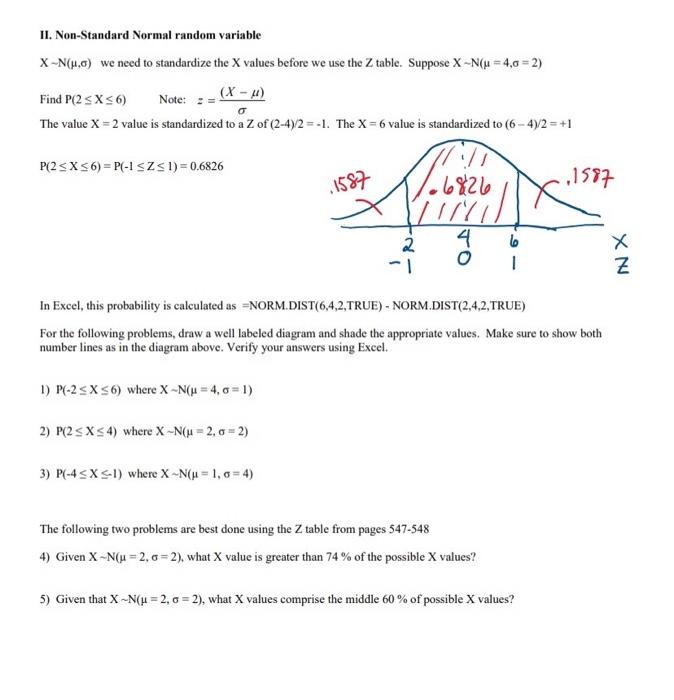 Solved II. Non-Standard Normal random variable X-N(μ,o) we | Chegg.com
