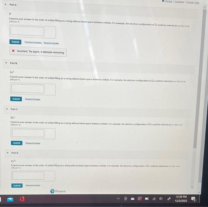 Solved F-Express your answer in the order of orbital filling | Chegg.com