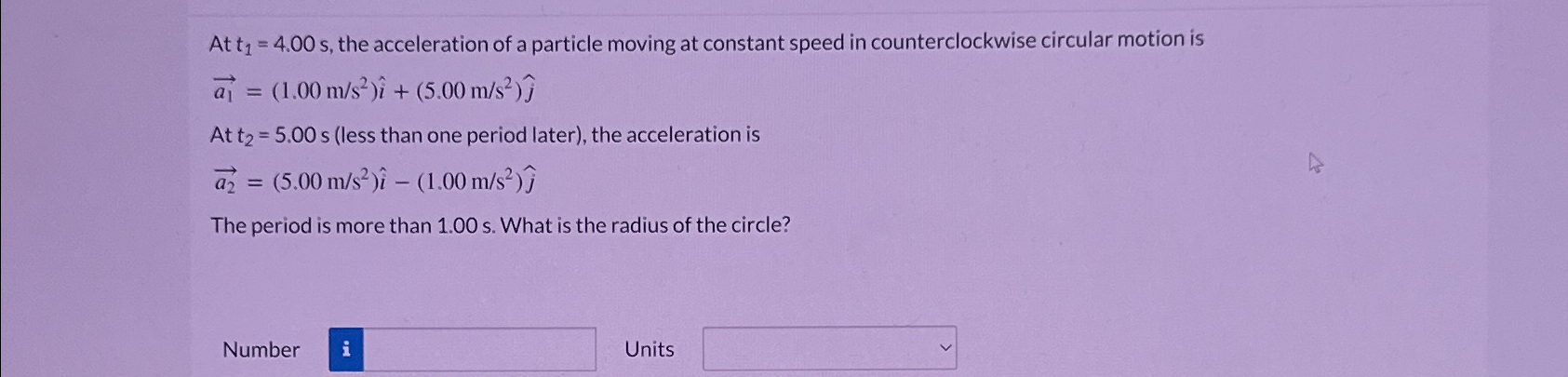 Solved At t1=4.00s, ﻿the acceleration of a particle moving | Chegg.com